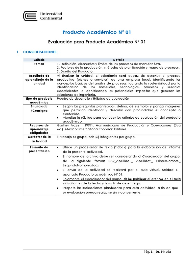 PA1 Procesos de Manufactura (New) | Descargar gratis PDF | Gramática | Evaluación