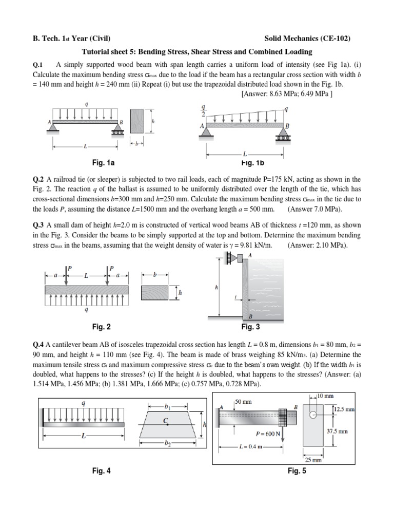 Tutorial 5 | PDF | Bending | Beam (Structure)