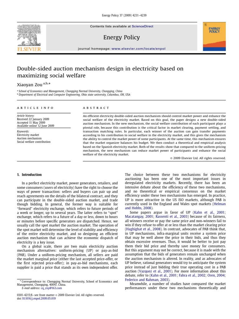 Electricity Auction Design for Welfare | PDF | Auction | Market (Economics)