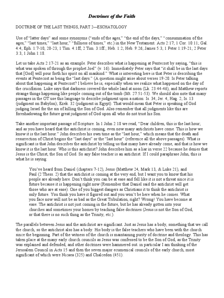 Already-not Yet Chart | Antichrist | Second Coming