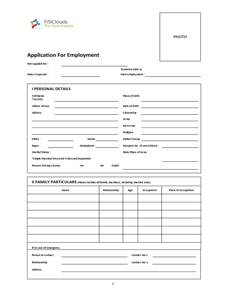 Employee Application Form | PDF | Employment | Justice