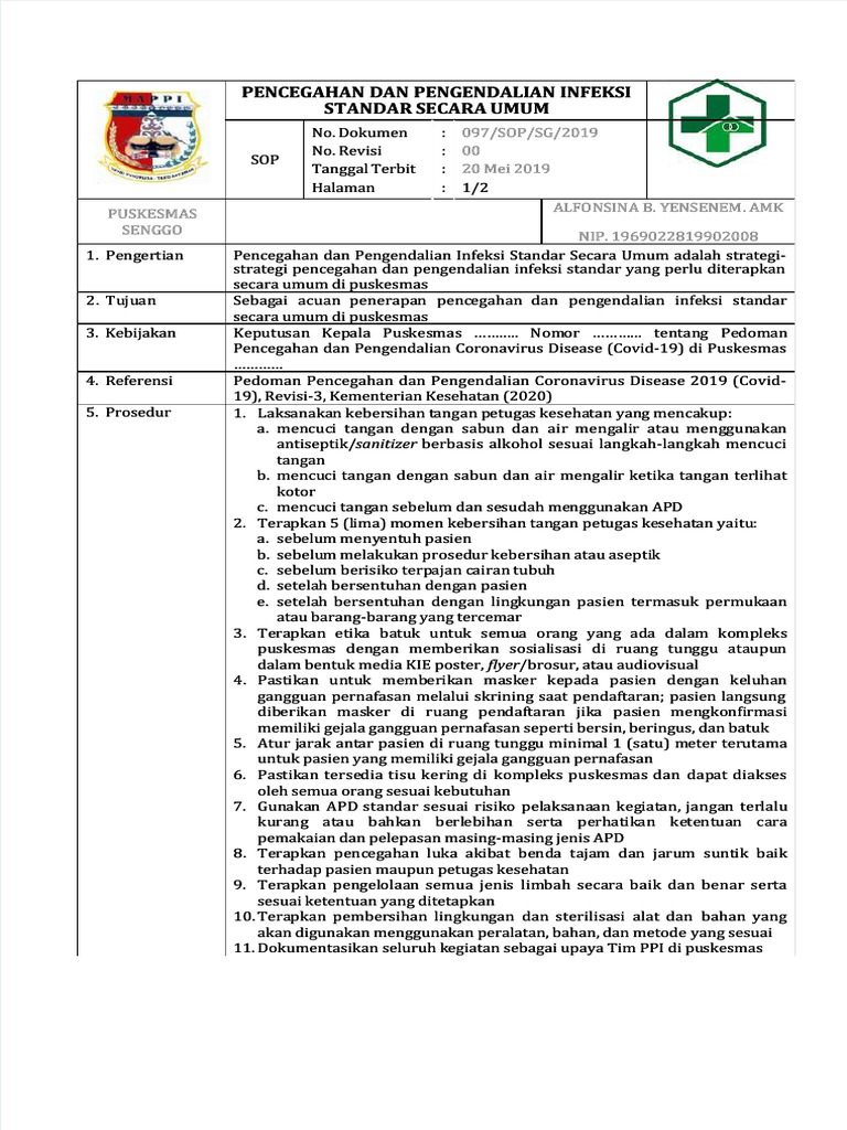 PDF 04 Sop Ppi Umum Di Puskesmas DL | PDF