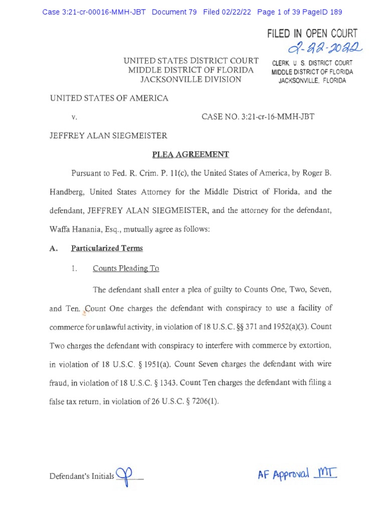 Plea Agreement | PDF | United States Federal Probation And Supervised ...