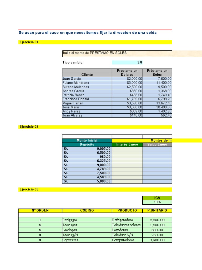Ejercicios - Excel Básico - 001 - 2 | PDF