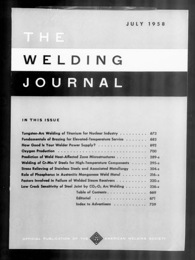 The Welding Journal 1958 7 | PDF | Construction | Welding