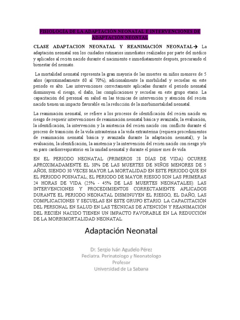 7.fisiología de La Adaptación Neonatal e Intervenciones de Adaptación ...