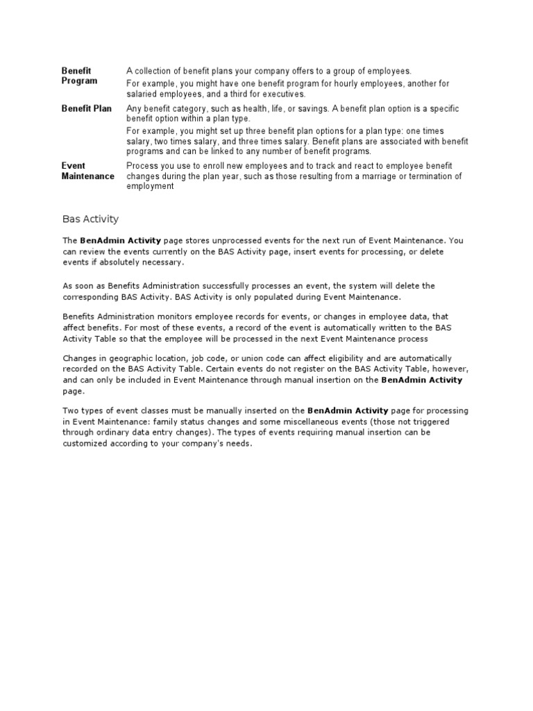Event Maintenance in PeopleSoft BenAdmin | PDF | Employee Benefits ...