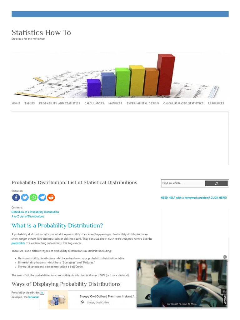 Probability Distribution - List of Statistical Distributions ...