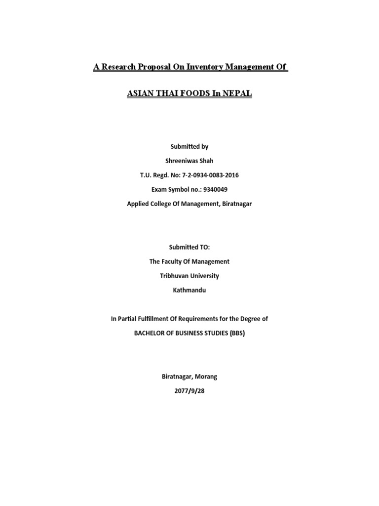 A Research Proposal On Inventory MGMT | PDF | Inventory | Statistics