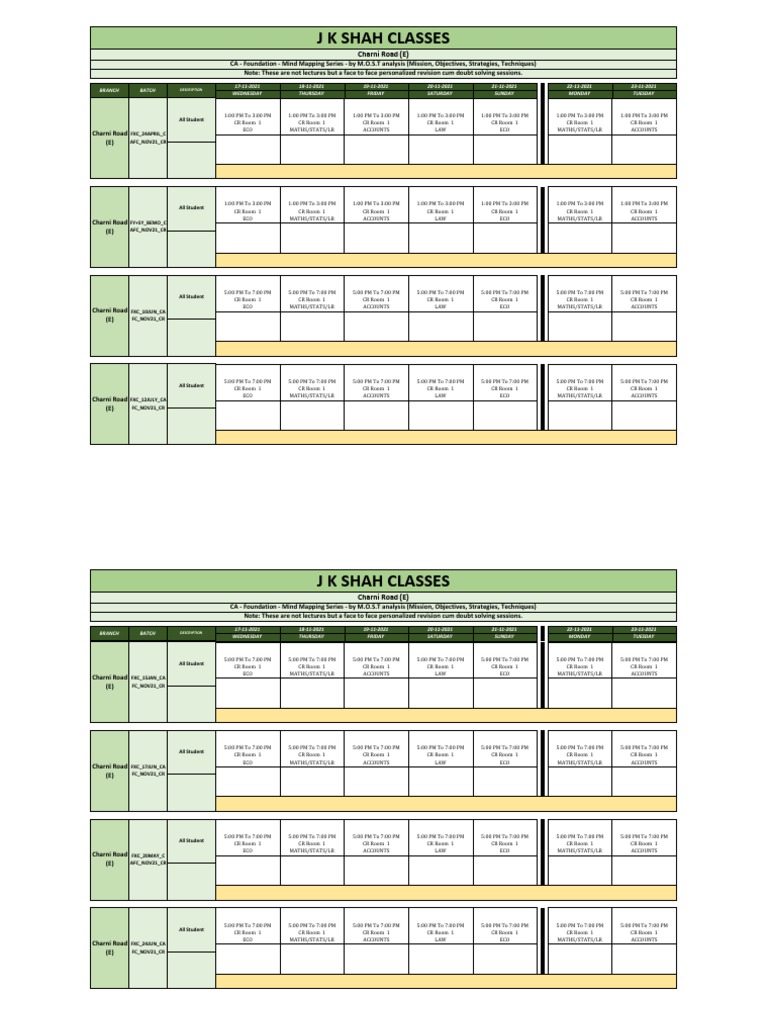 Course Time Table PDF 37188 | PDF