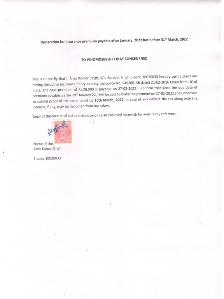 LIC Declaration | PDF