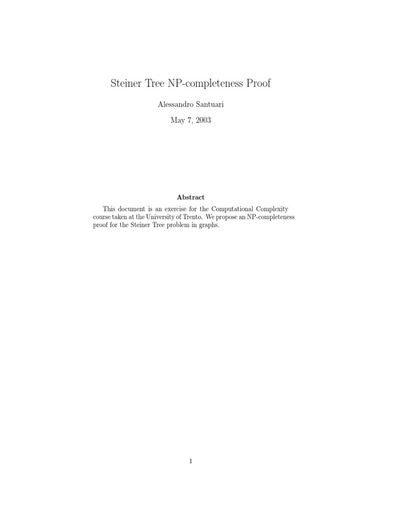 Steiner Tree Problem Pdf Computational Complexity Theory Theoretical Computer Science
