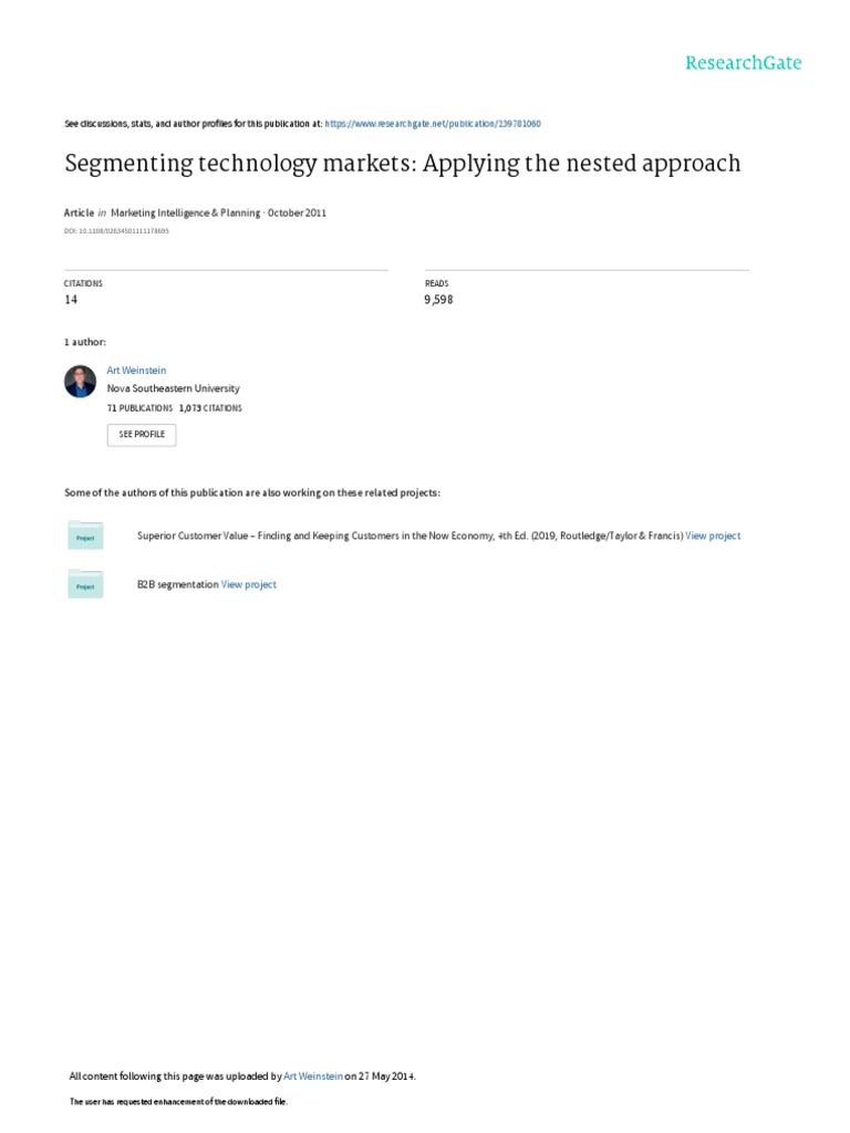 Segmenting Technology Markets Applying The Nested | PDF | Market ...