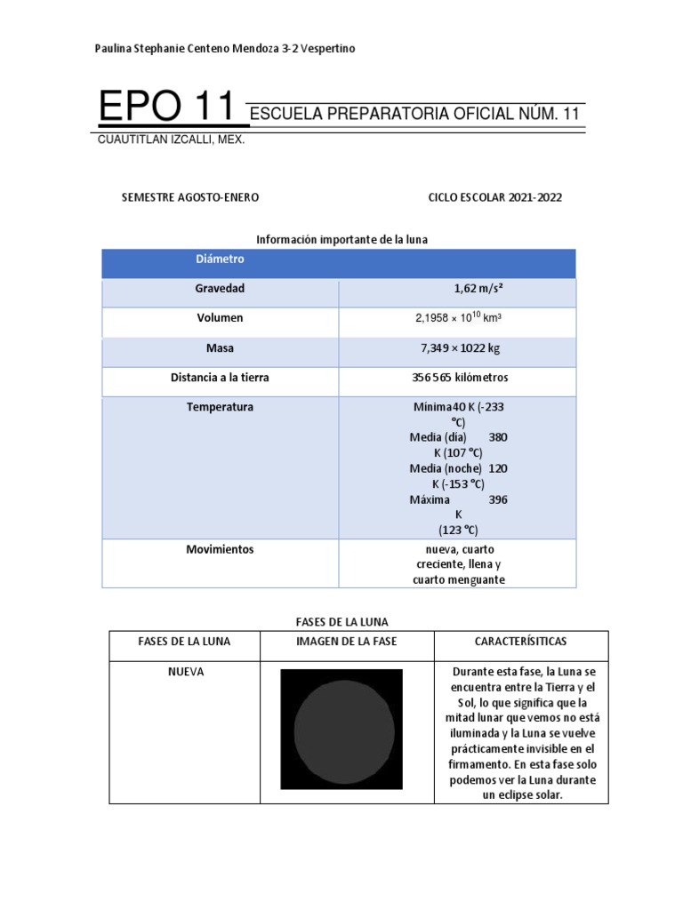 Fases de la Luna: Monografía EPO 11 | PDF | Luna | Astronomía