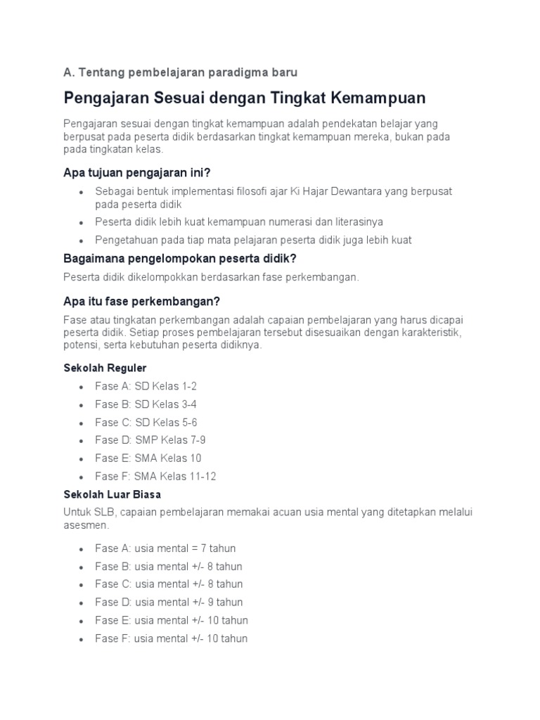 Perkenalan Kurikulum Paradigma Baru | PDF