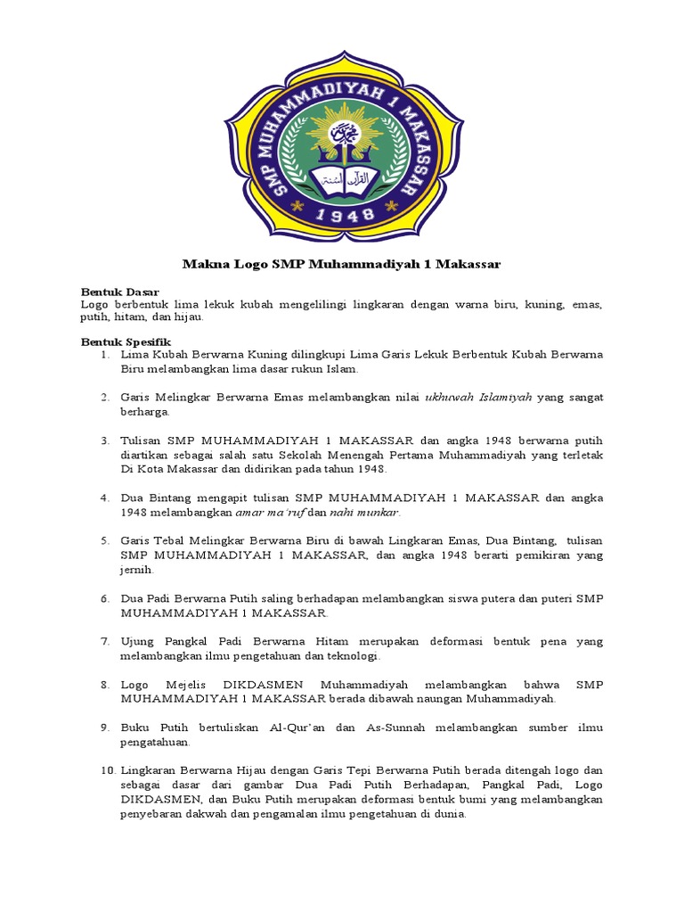 Makna Logo SMP Muhammadiyah 1 Makassar | PDF