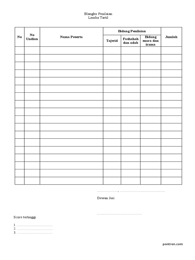 Form Lomba Tartil | PDF