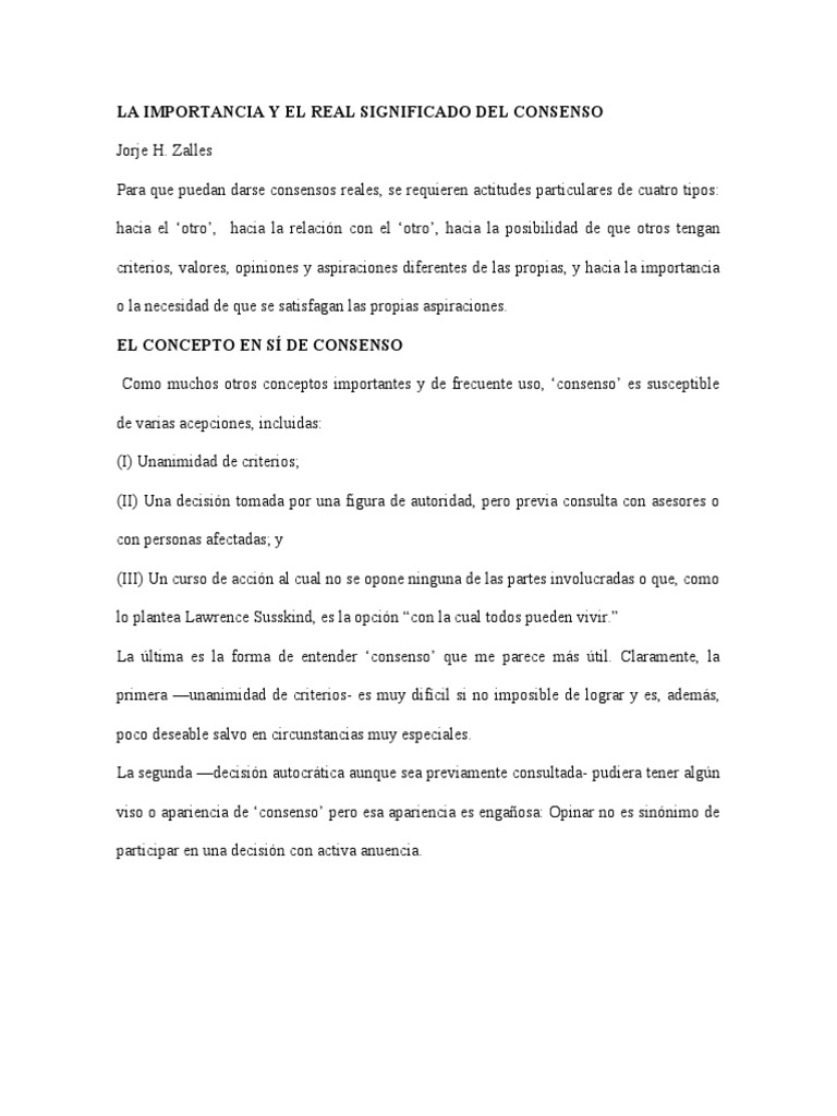 Significado y Claves del Consenso | PDF | Comportamiento | Democracia