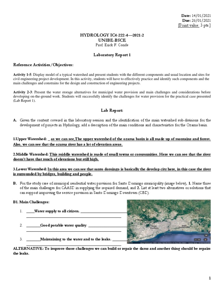 HYDROLOGY LAB REPORT 1 | PDF | Water | Drainage Basin