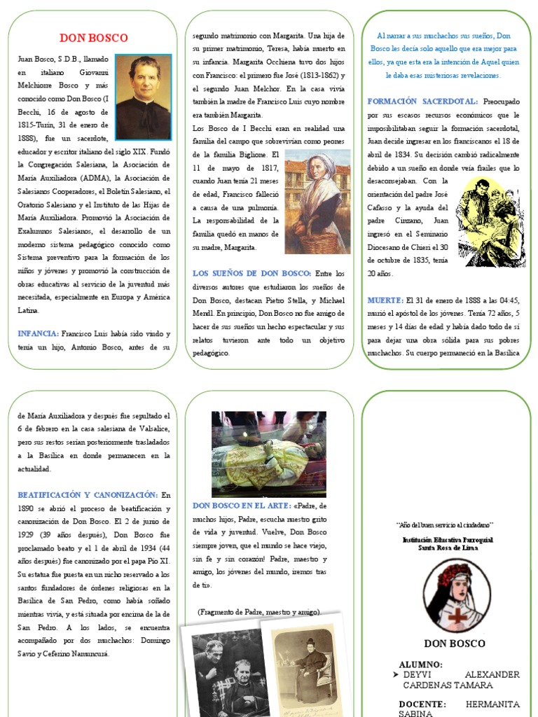 DON BOSCO - Triptico | PDF