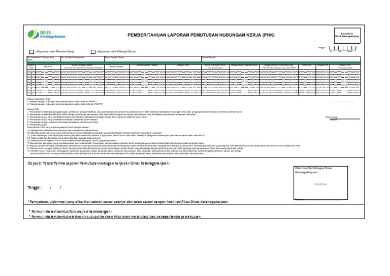 F6c Formulir Laporan PHK | PDF