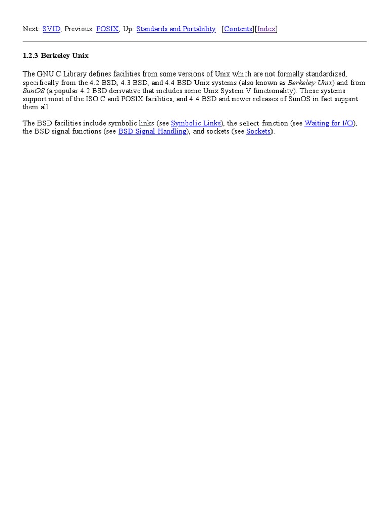 Berkeley Unix (The GNU C Library) | PDF