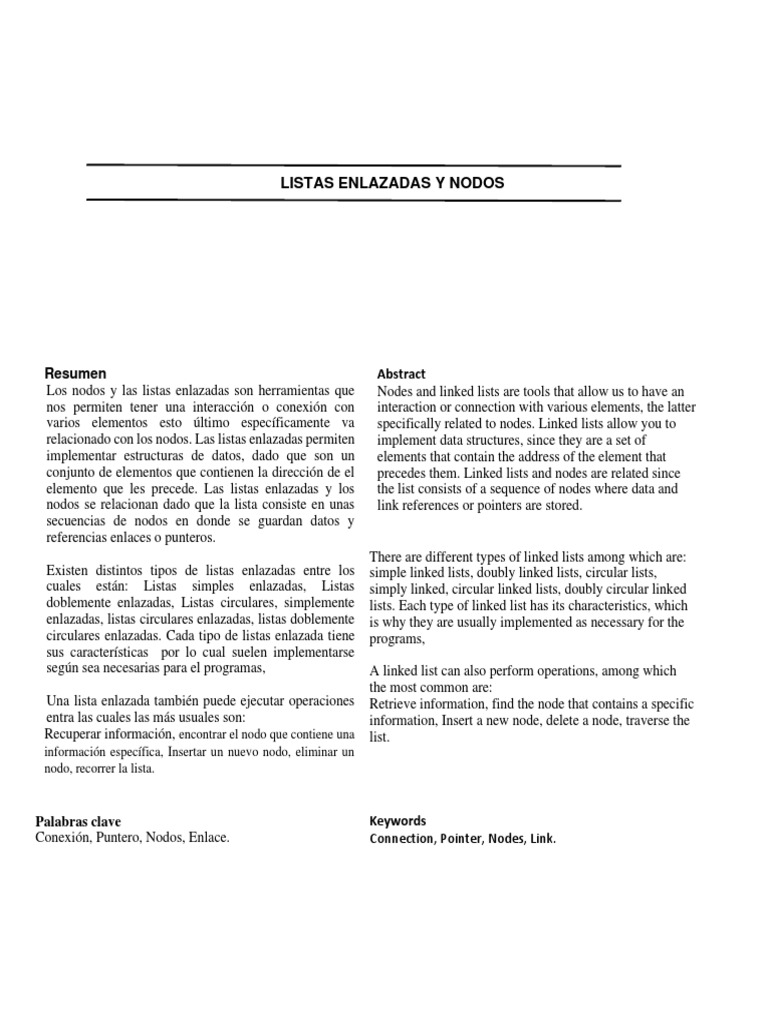 Listas y Nodos | PDF | Algoritmos y Estructuras de Datos | Gestión de ...