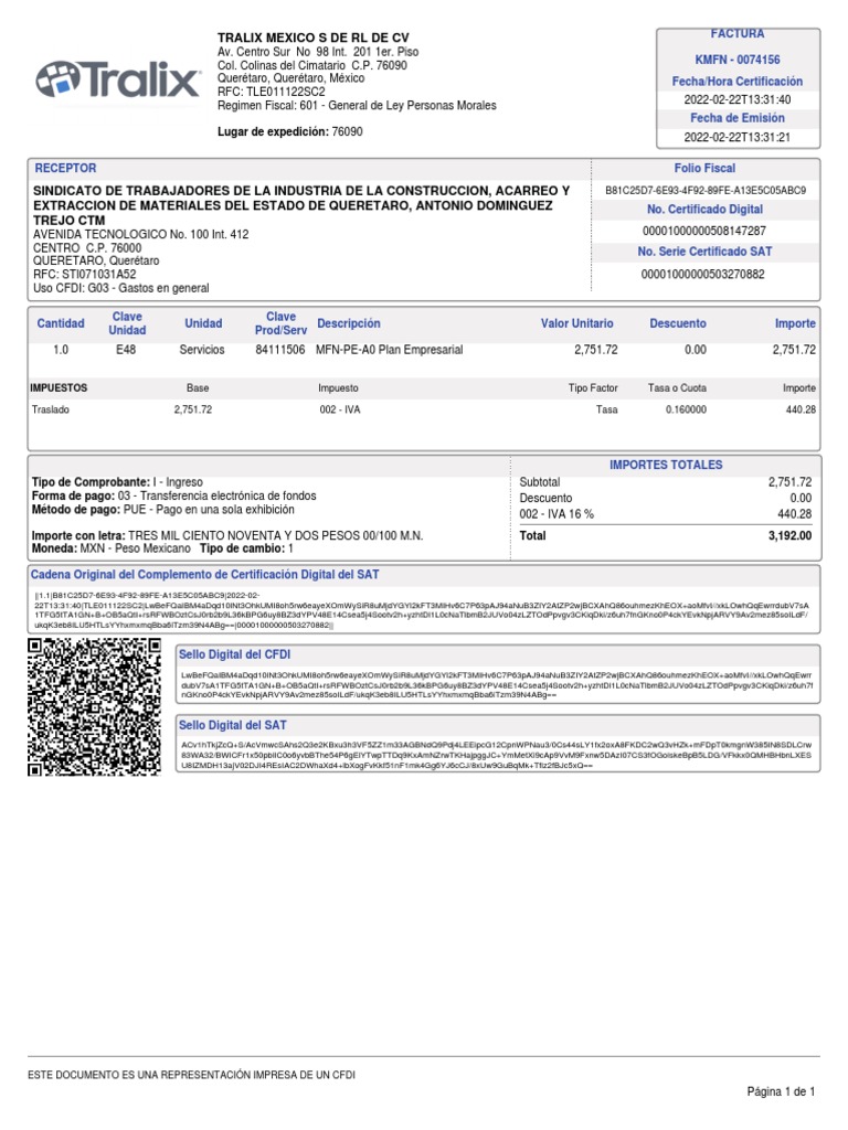 Tralix Mexico S de RL de CV | PDF | Pagos | Economias