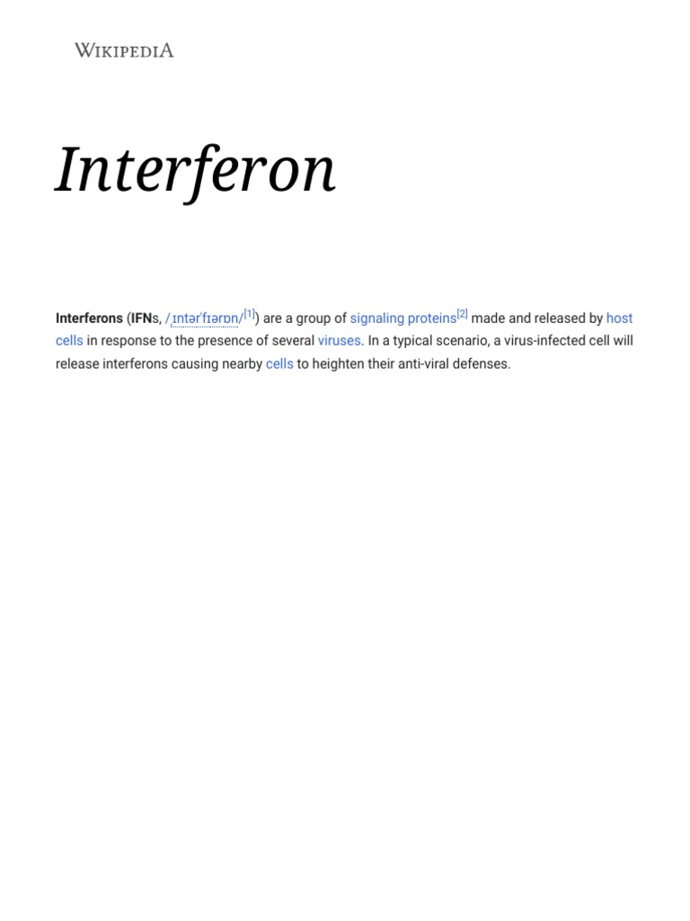 Interferon - Wikipedia | PDF | Interferon | Cellular Processes