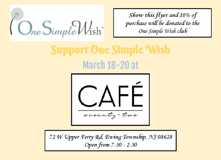 One Simple Wish Cafe 72 Flyer | PDF | Social Science