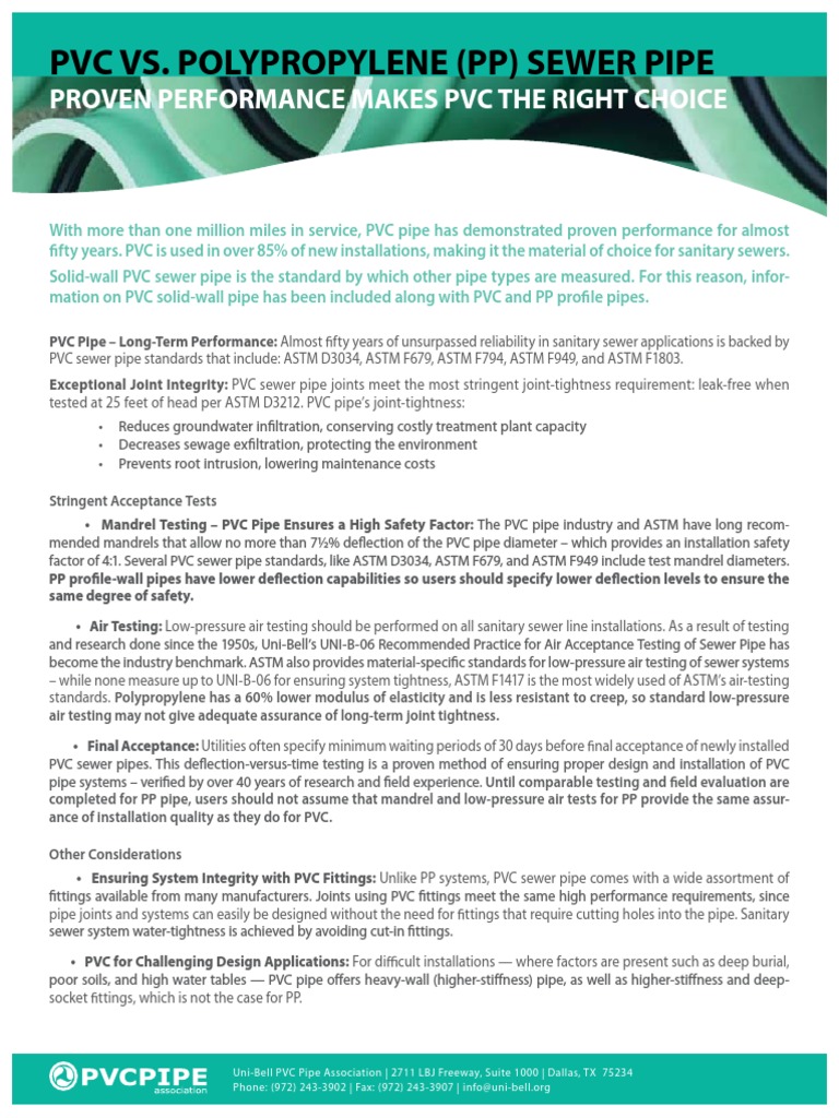 PVC vs. PP Sewer Pipe Comparison | PDF | Sanitary Sewer | Pipe (Fluid ...