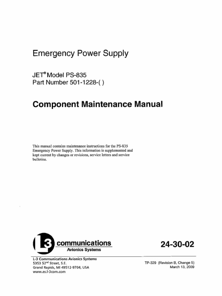 PS-835 Component Maintenance Manual | PDF | Resistor | Power Supply
