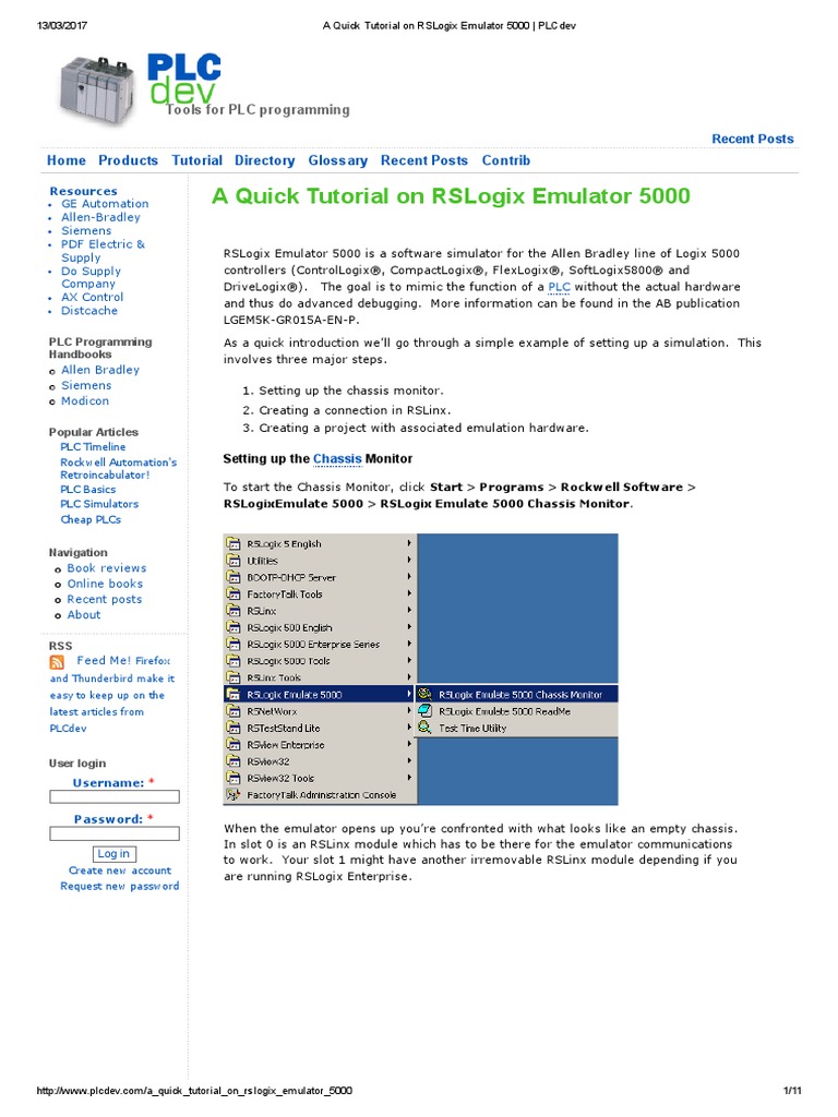 A Quick Tutorial On Rslogix Emulator 5000 Plcdev Pdf Programmable Logic Controller Emulator