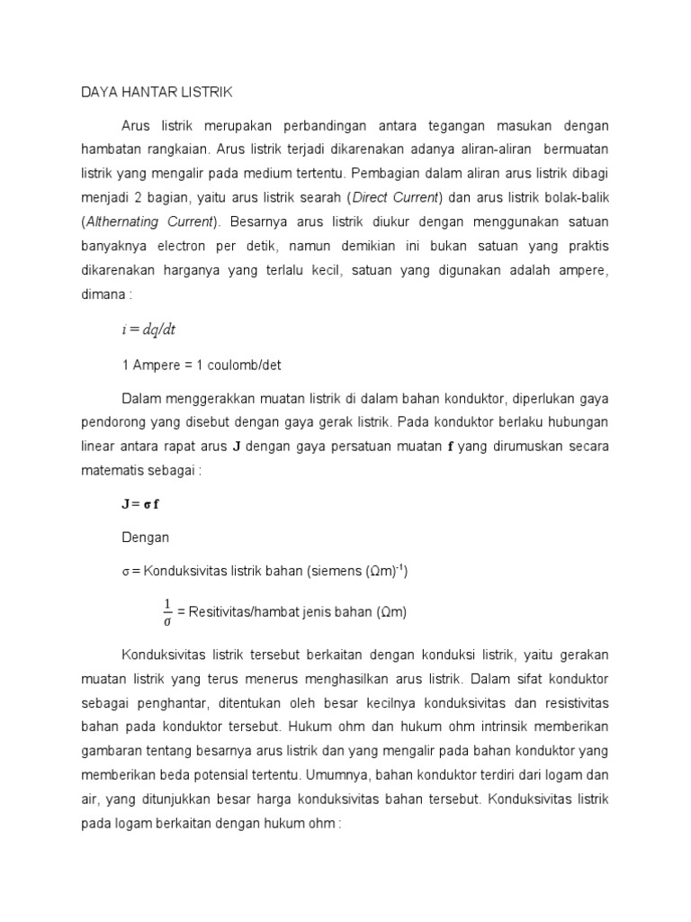 Daya Hantar Listrik | PDF