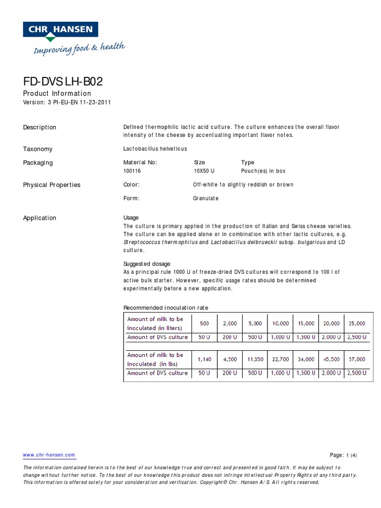 Fd-Dvs Lh-B02: Product Information | PDF | Food Industry | Nutrition