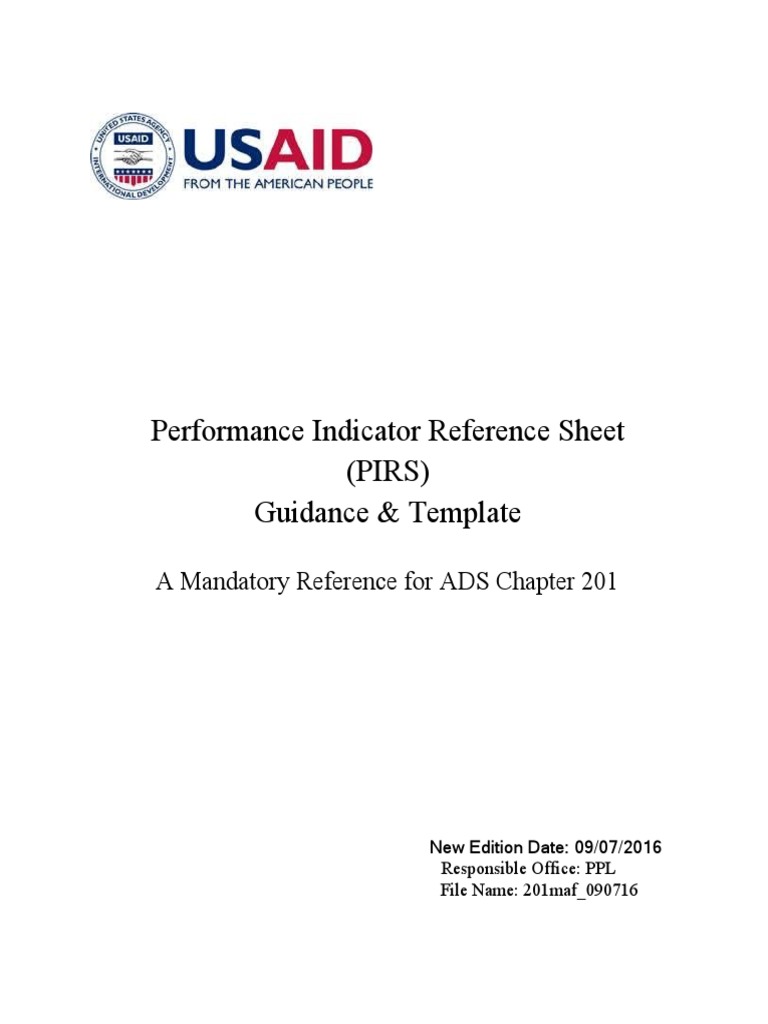PIRS Guidance Template | PDF | Performance Indicator | Information