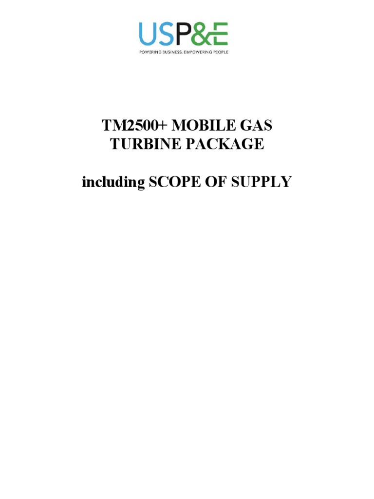 Tm2500+ Mobile Gas Turbine Package Including SCOPE OF SUPPLY | PDF ...