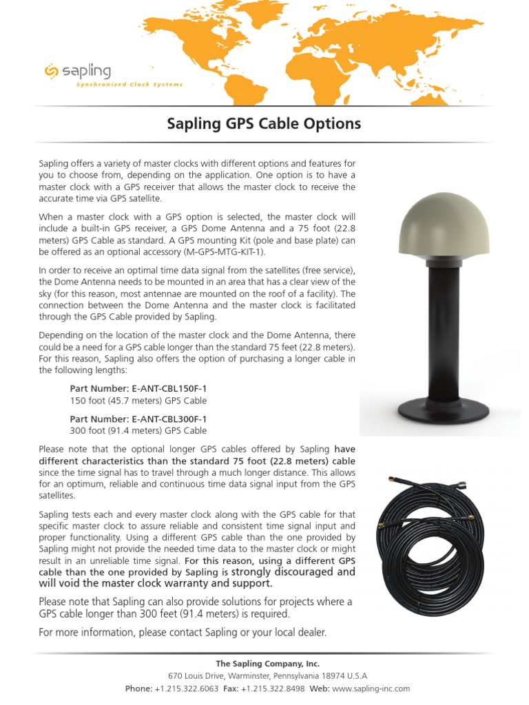 Sapling GPS Cable Options: Synchronized Clock Systems | PDF | Global ...