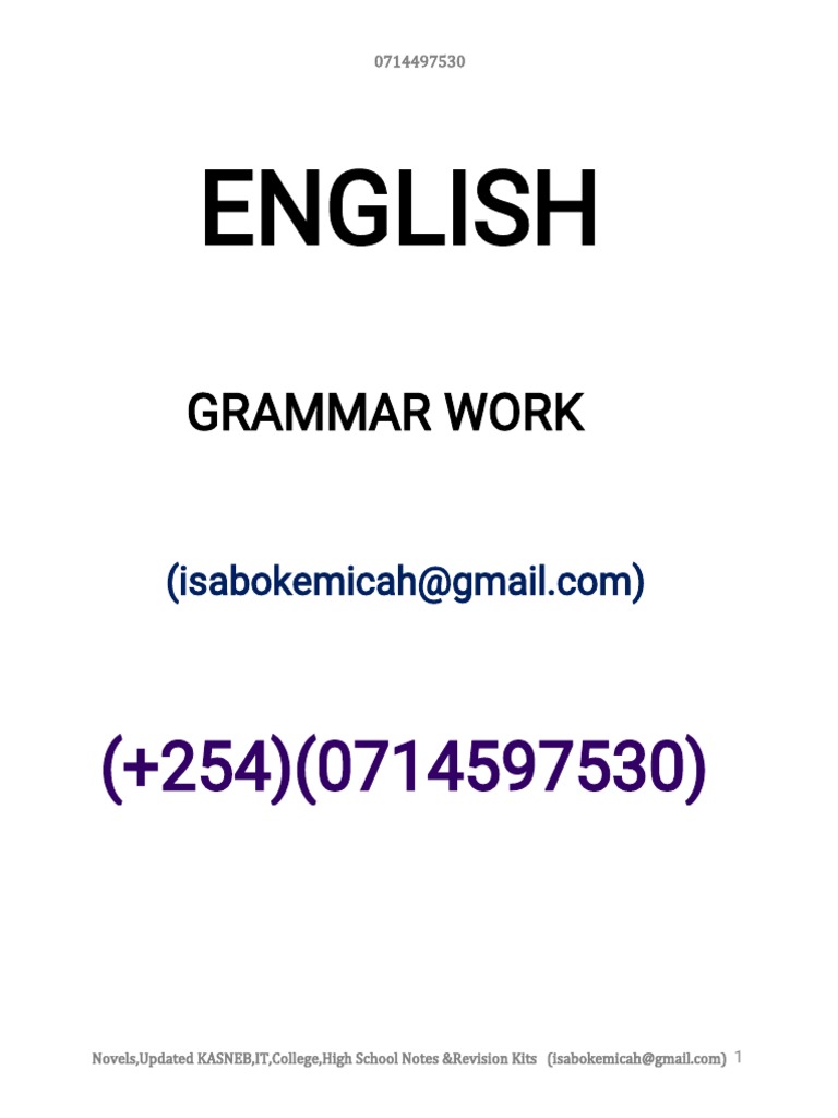 New English Grammar Notes o Level | PDF
