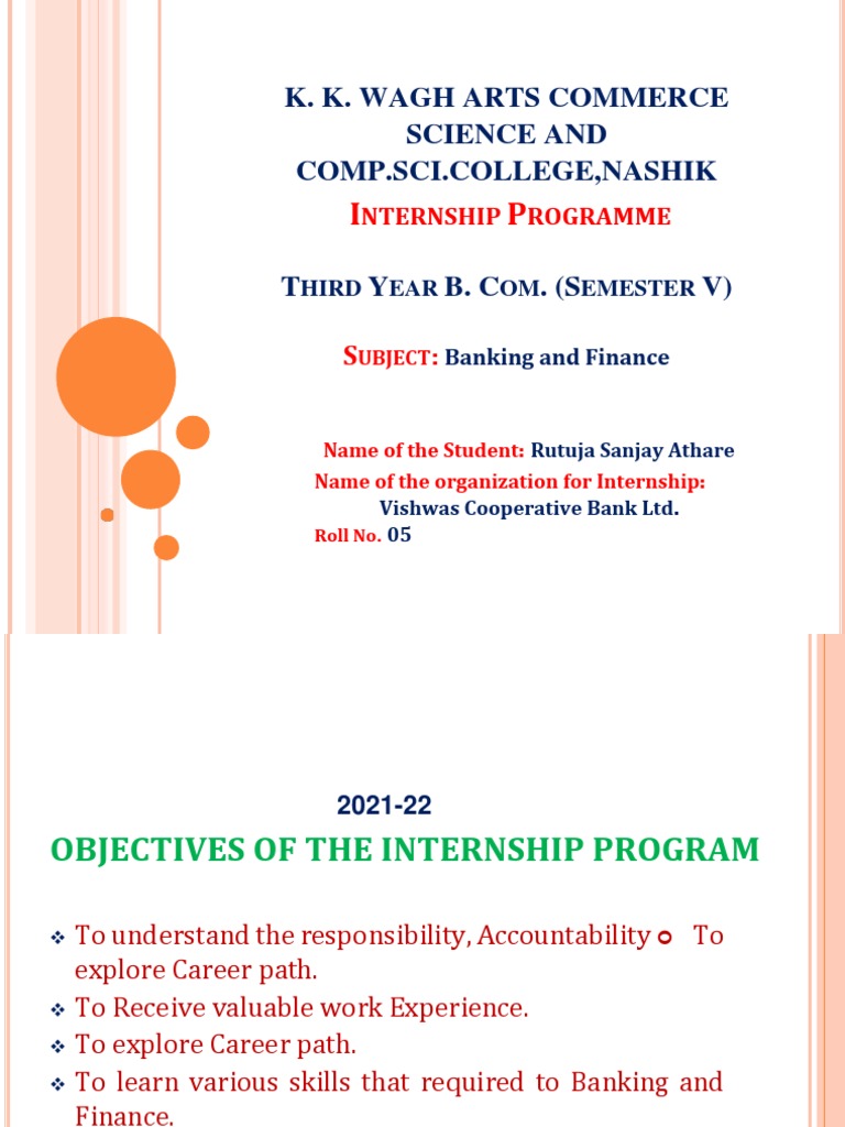Internship Presentation TYBCom New | PDF | Internship | Job Hunting