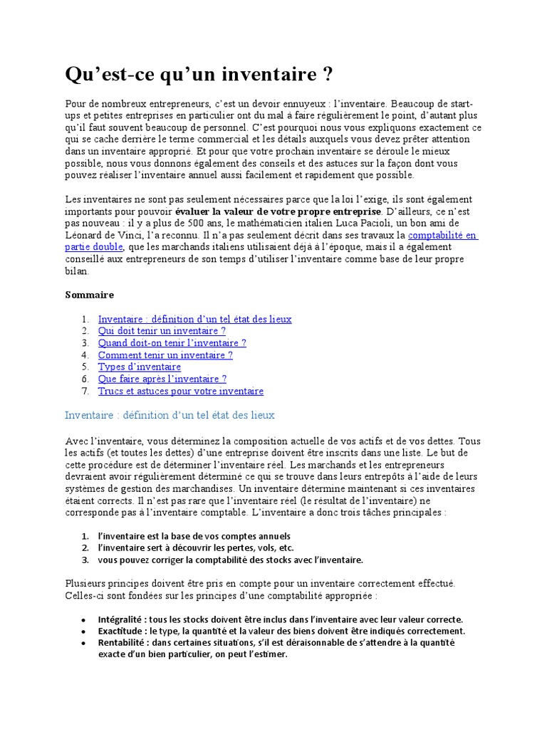 Inventaire | PDF | Inventaire | Comptabilité