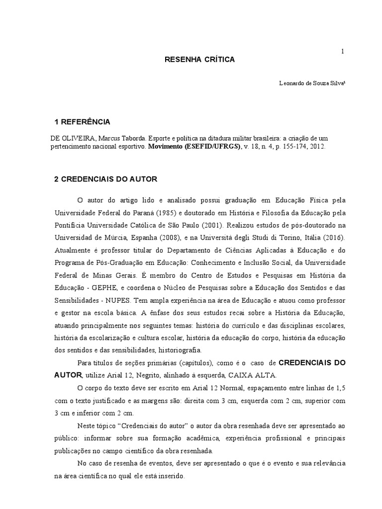 Modelo de Resenha PDF | PDF
