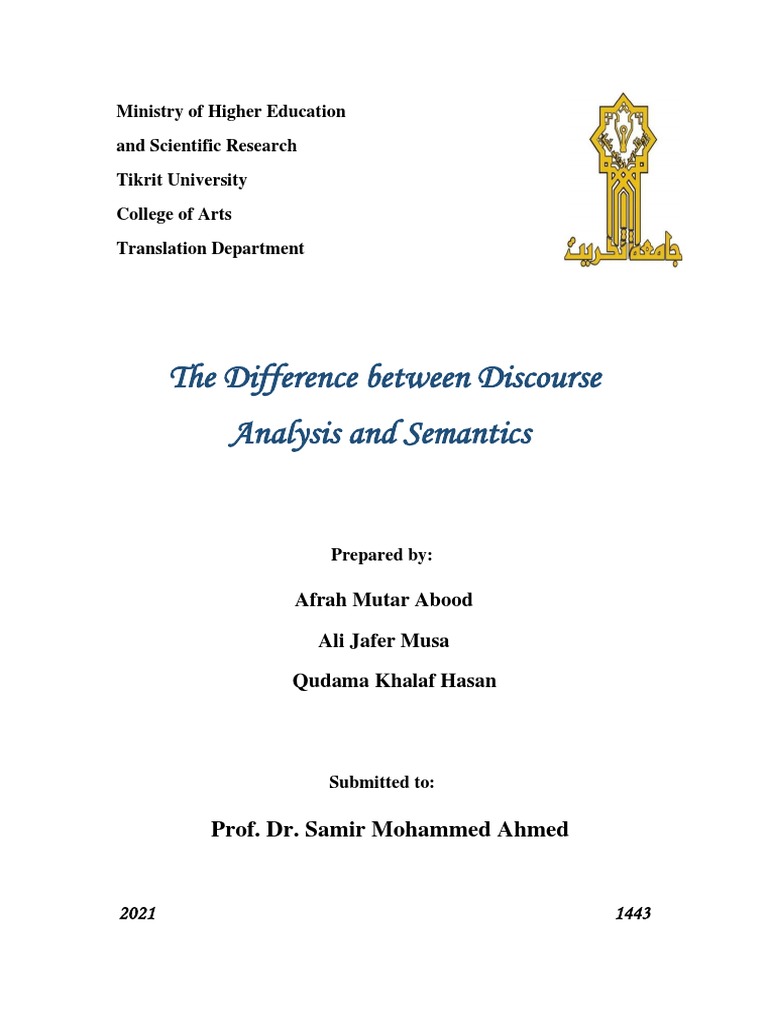 Difference Between Discourse Analysis & Semantic-4 | PDF | Linguistics | Semantics