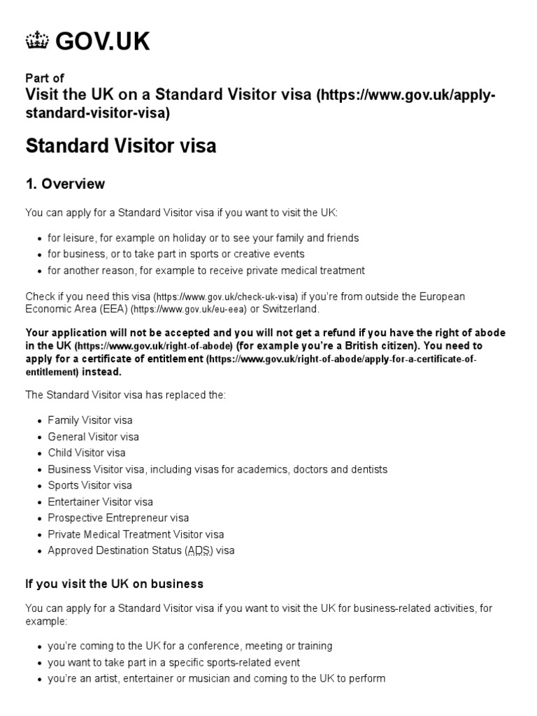 UK Standard Visitor Visa Guide | PDF | Travel Visa | Passport
