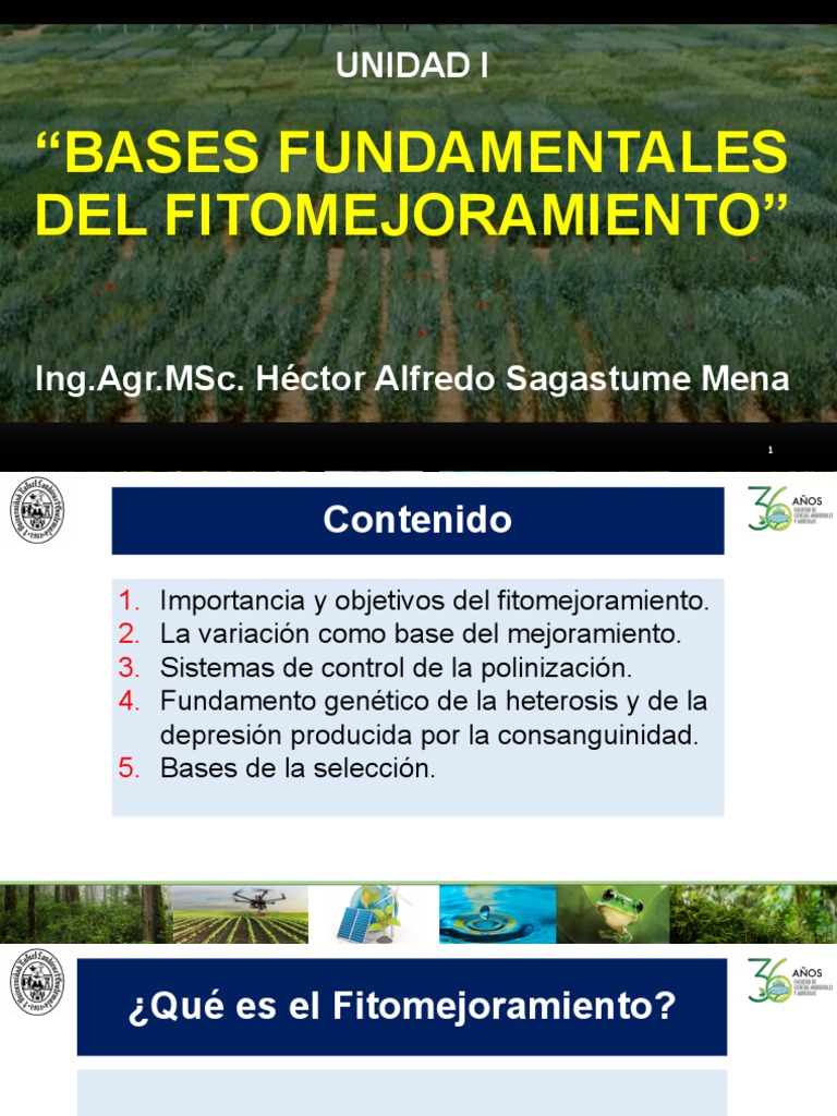 Unidad 01 Bases Fundamentales Del Fitomejoramiento | PDF | Dominancia (Genética) | Botánica