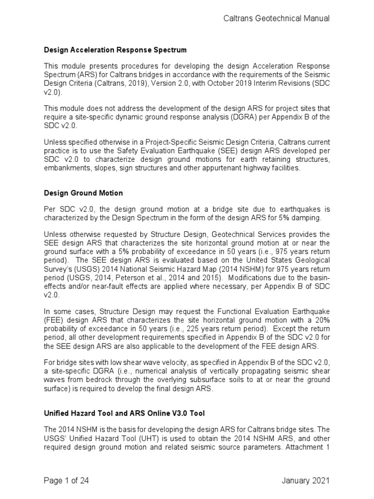 Caltrans Geotechnical Manual: Design Acceleration Response Spectrum ...