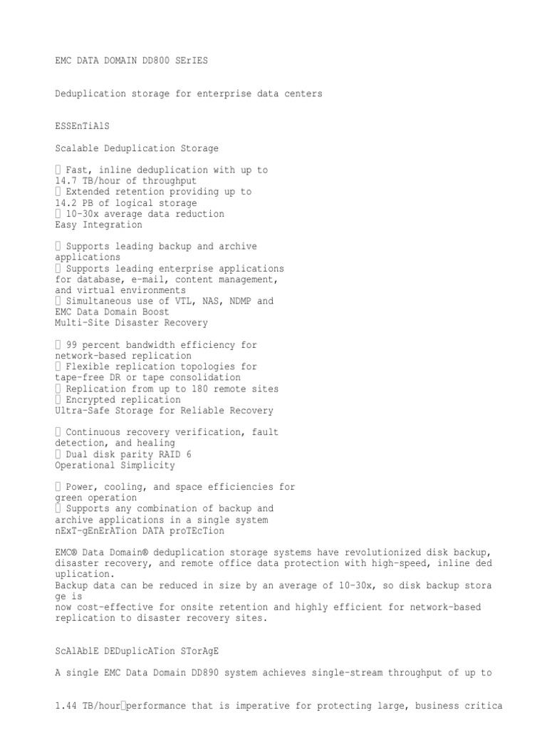Data Domain DD800 Series Datasheet | PDF | Backup | Computer Data Storage