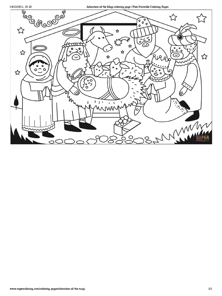 Adoration of The Magi Coloring Page - Free Printable Coloring Pages | PDF