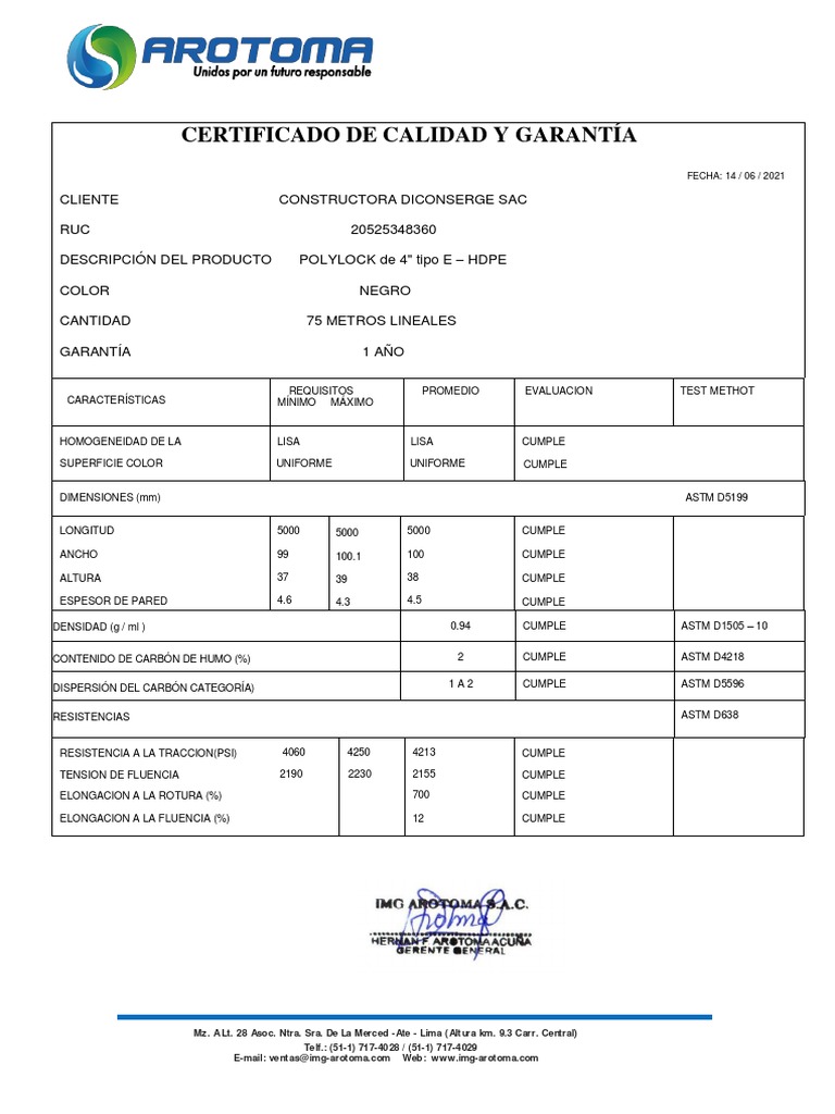 CERT CAL POLYLOCK de 4 Tipo E - HDPE | PDF