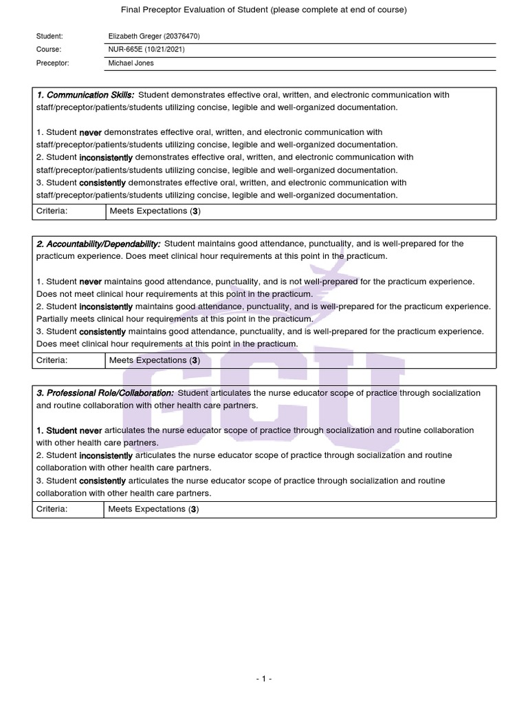 Final Evaluation for Nursing Educator Practicum | PDF | Learning ...